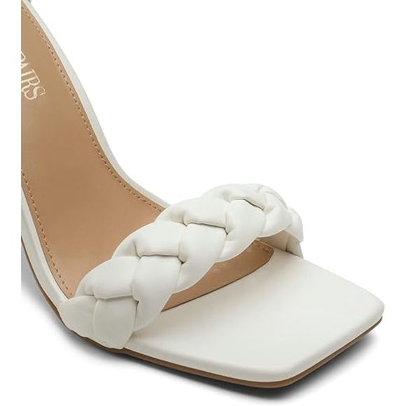 Shoes | Womens Heels For Women Braided Open Toe White Ankle Strap High ...